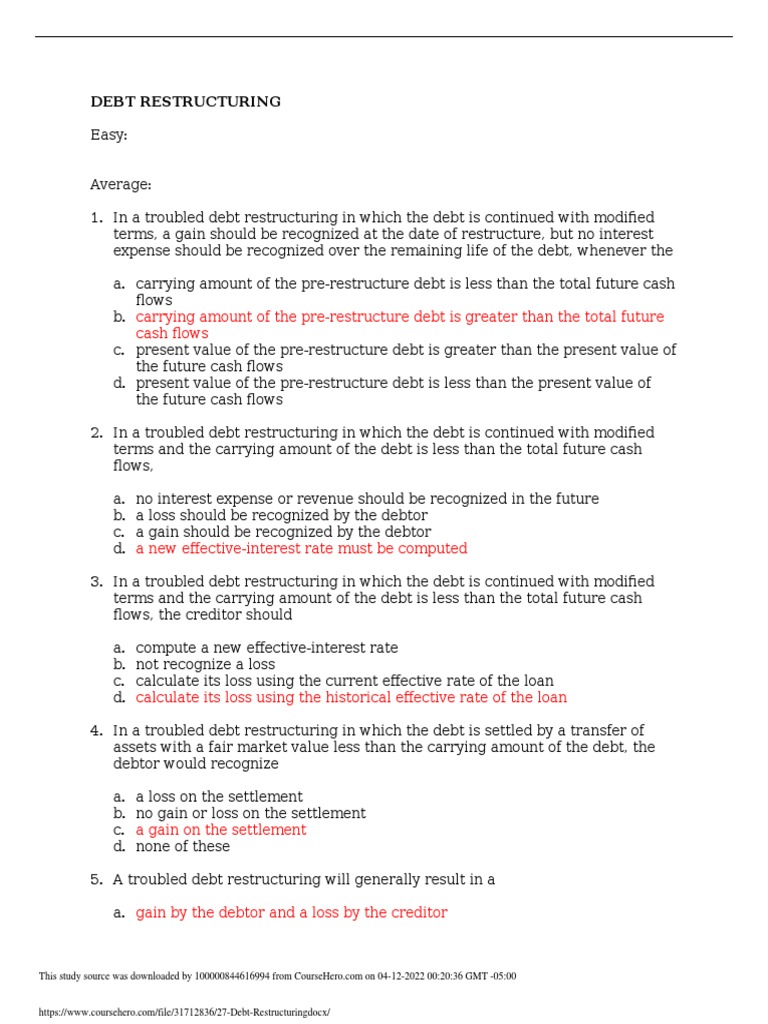 Debt Restructuring | PDF | Debt | Equity (Finance)