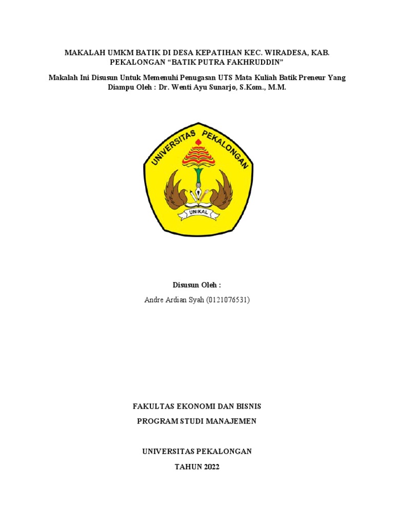 Makalah Umkm Batik Andre Ardian Syah | PDF | Seni