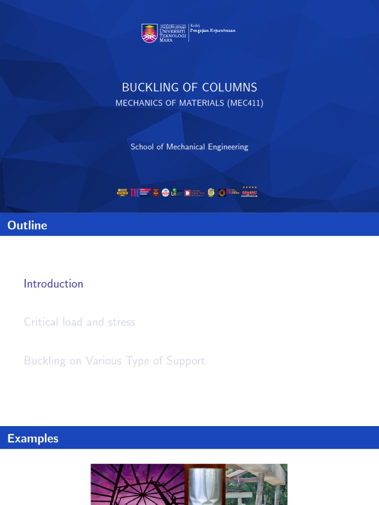 Buckling of Columns in Mechanics | PDF | Buckling | Column