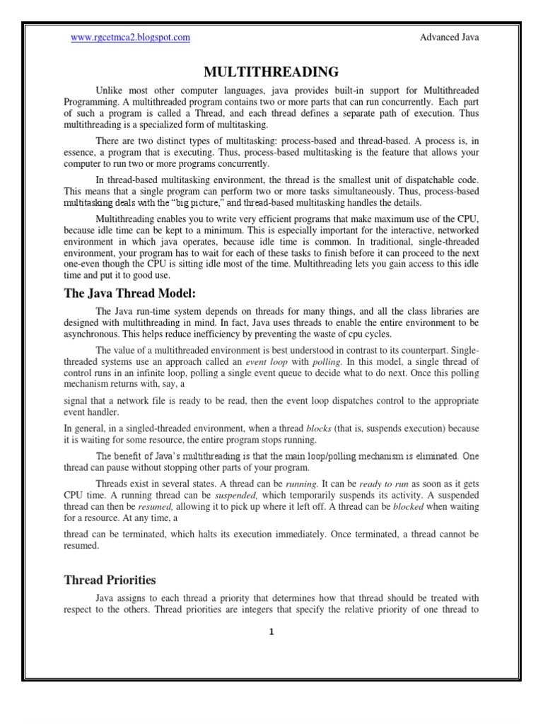 Multithreading: The Java Thread Model | PDF | Java Virtual Machine ...