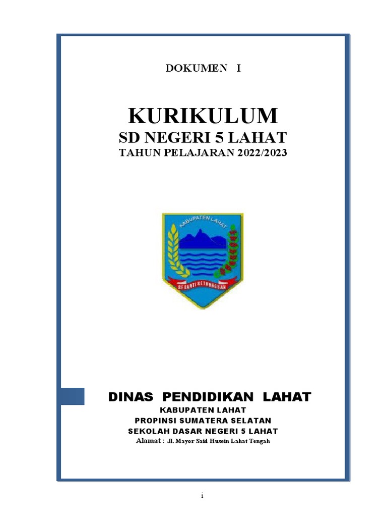 Kurikulum SDN 5 Lahat 2022/2023 | PDF | Bisnis | Seni