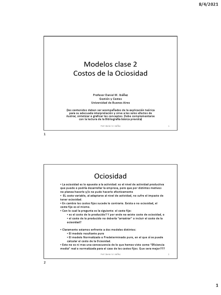 UT V - Modelos Ociosidad Clase 2 - Ibañez | PDF | Economias