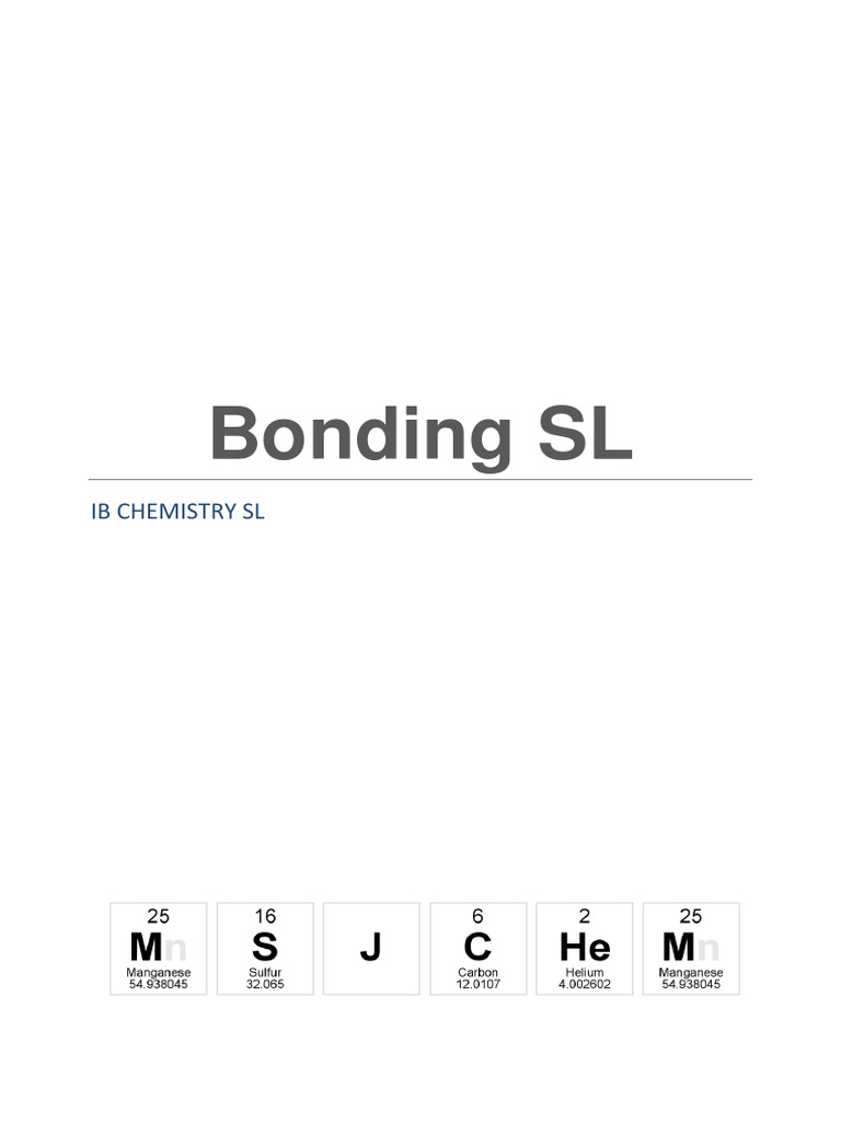 Ib Chemistry Sl Bonding Sl Pdf Chemical Polarity Intermolecular