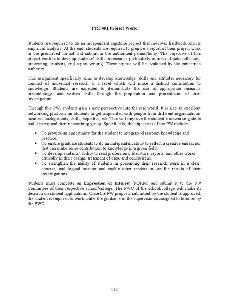 PRJ 491 Project Work Format 1 | PDF | Knowledge | Cognition