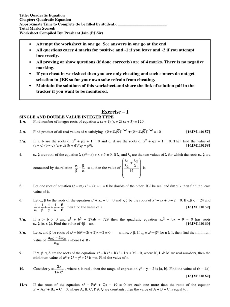 WS7 Integer | PDF | Equations | Mathematics