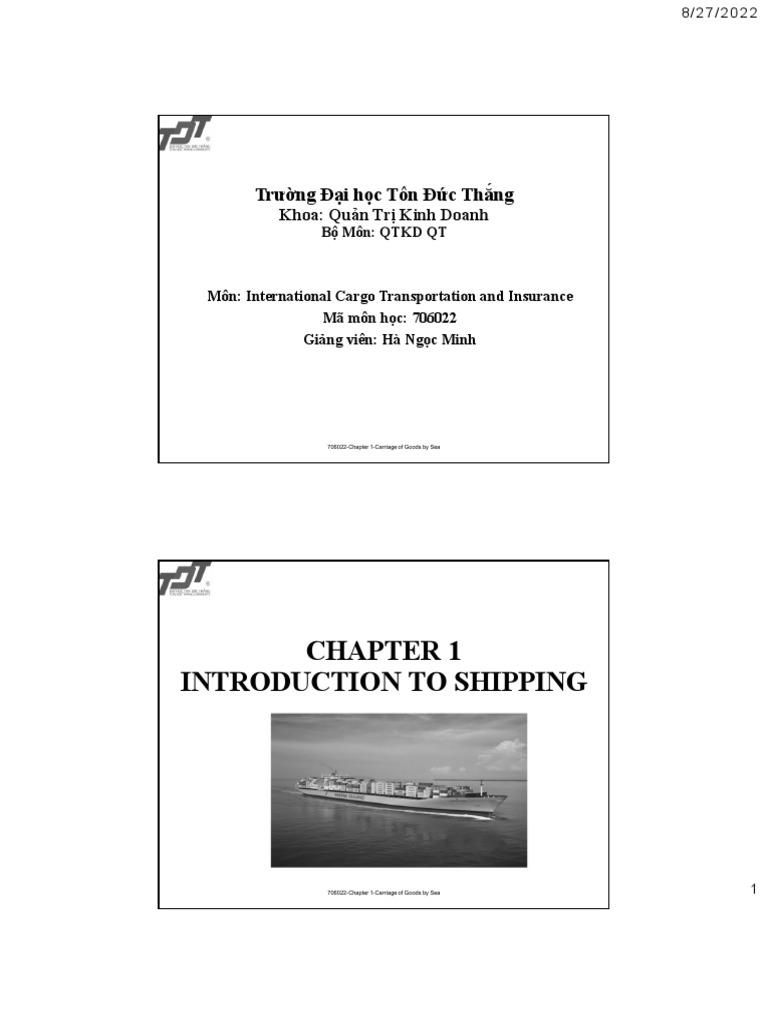 Chapter 1 | PDF | Bill Of Lading | Supply Chain Management