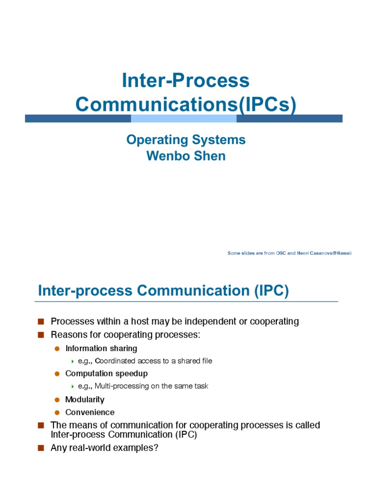 Inter Process Communications Ipcs Pdf Message Passing Process Computing