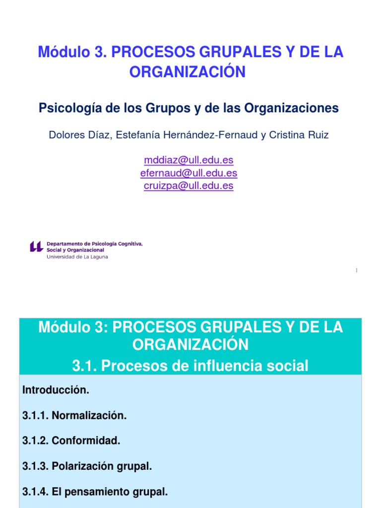 Procesos grupales y de influencia social: normalización, conformidad y ...