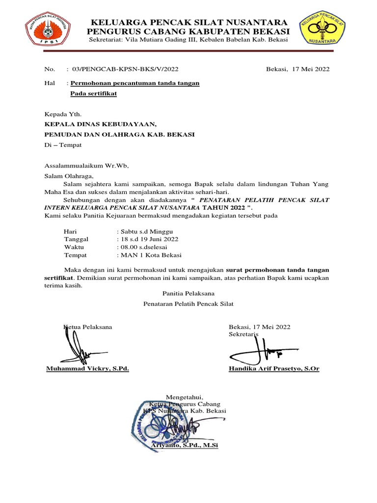 Permohonan Tanda Tangan Sertifikat IPSI | PDF