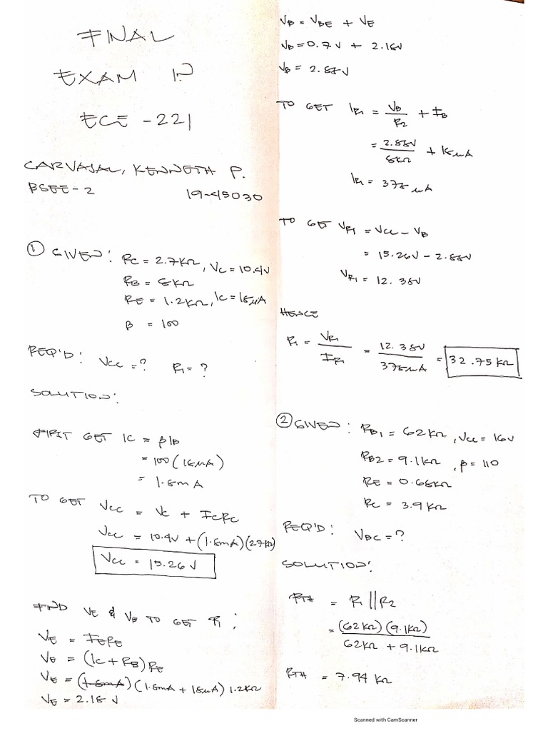Final Exam ECE-221 | PDF