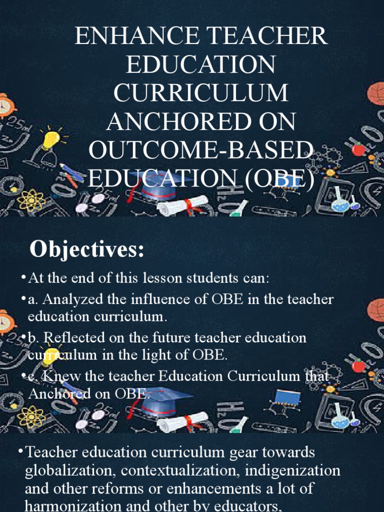 Enhance Teacher Education Curriculum Anchored On Outcome-Based ...