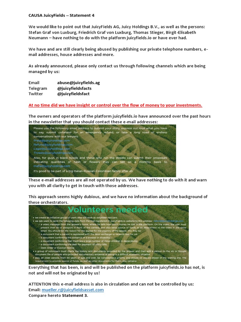 CAUSA JuicyFields - Statement 4 | PDF