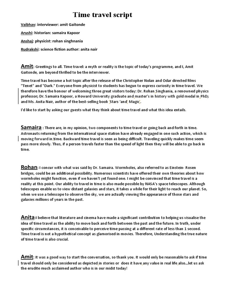 Time travel script gyonshree | PDF | Time Travel | Time