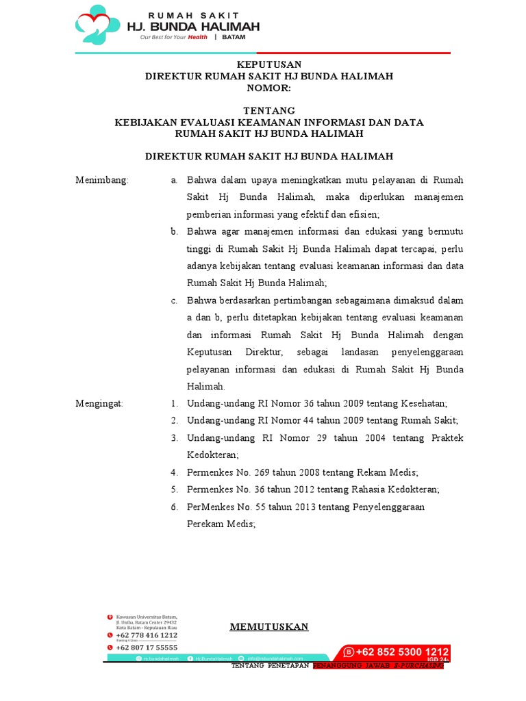 Kebijakan Keamanan Data RS | PDF