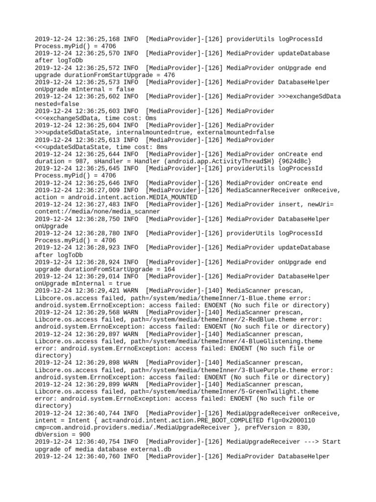 Log Of Media Provider Operations And Database Updates On Internal Storage Pdf Computer File