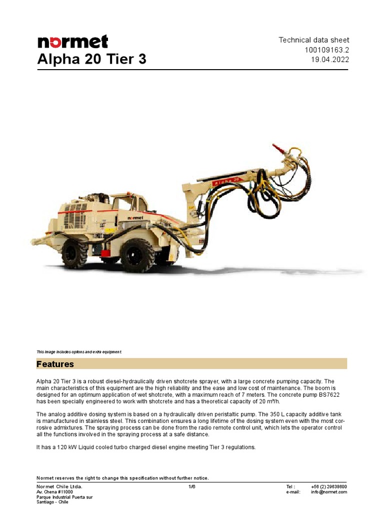 Alpha 20 Tier 3 Shotcrete Sprayer | PDF | Pump | Brake