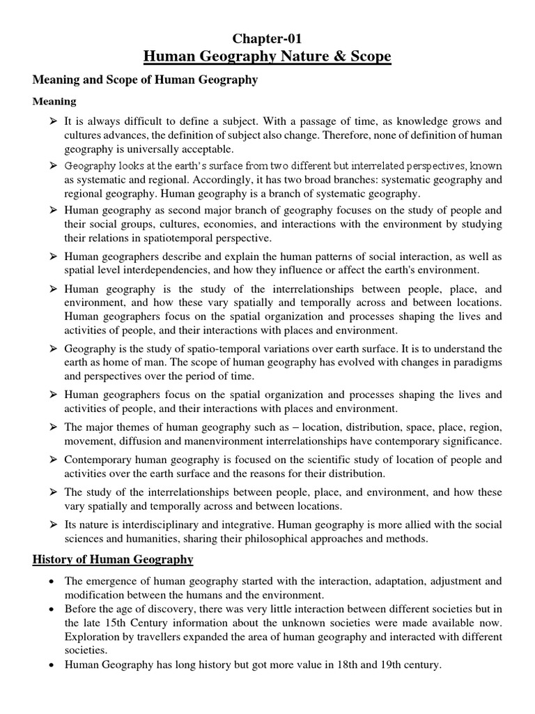 Understanding Human Geography: Scope & History | PDF | Geography ...