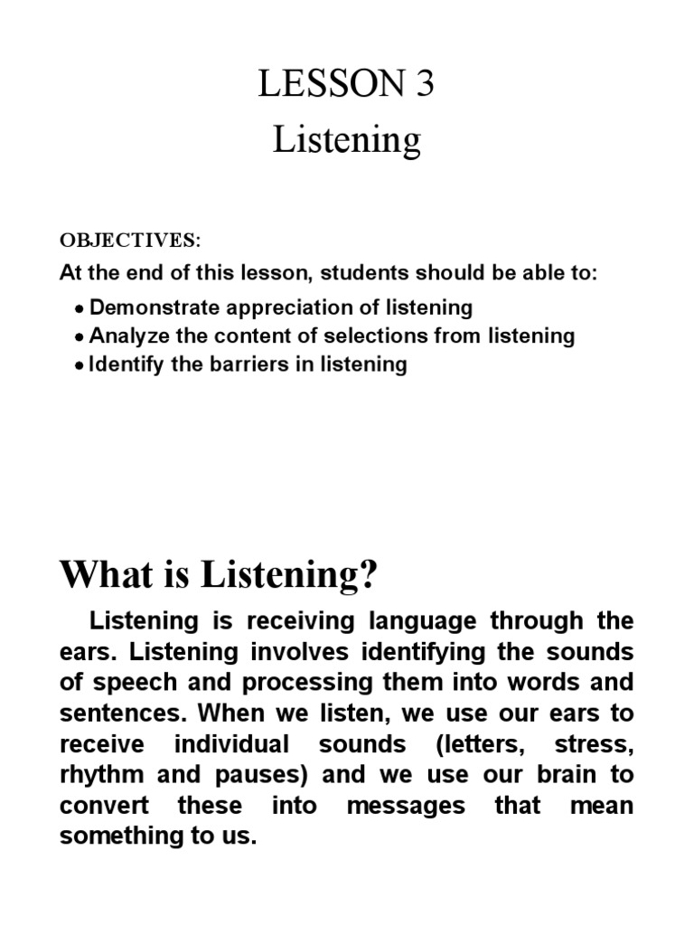 Lesson 3 LISTENING | PDF