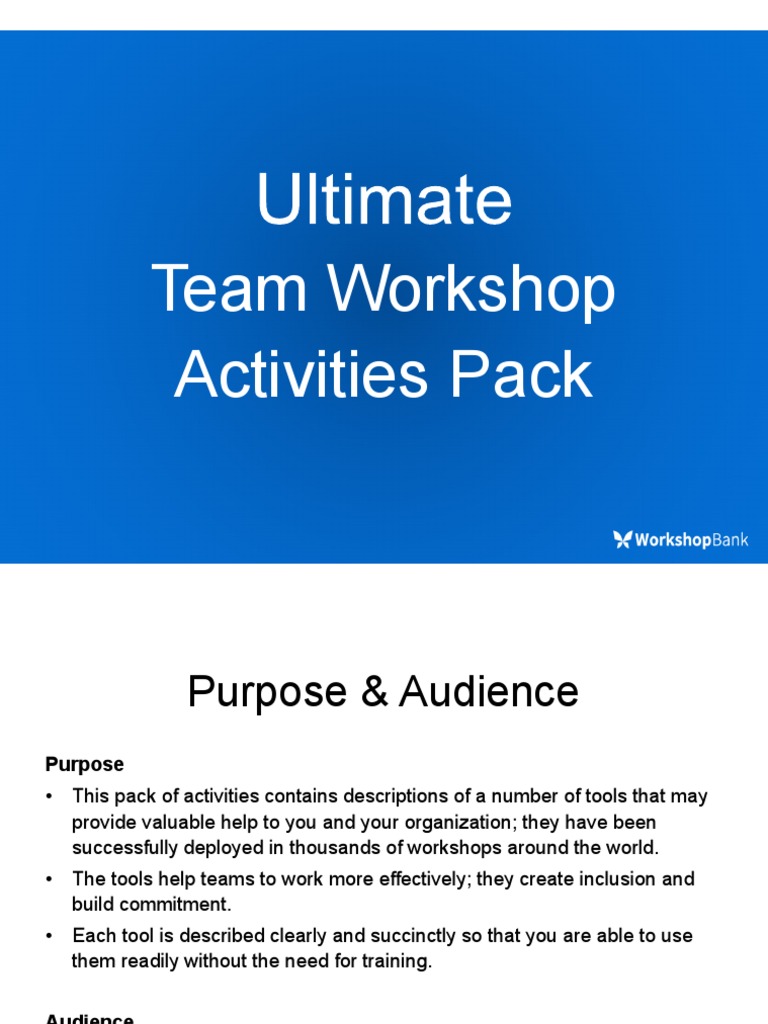 Ultimate Team Workshop Pack Pdf Brainstorming Swot Analysis