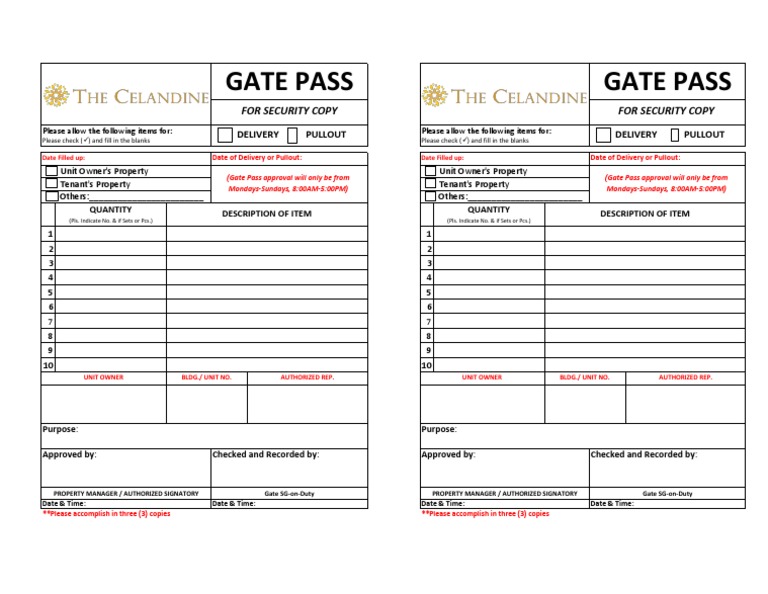 Gate Pass - Security | PDF