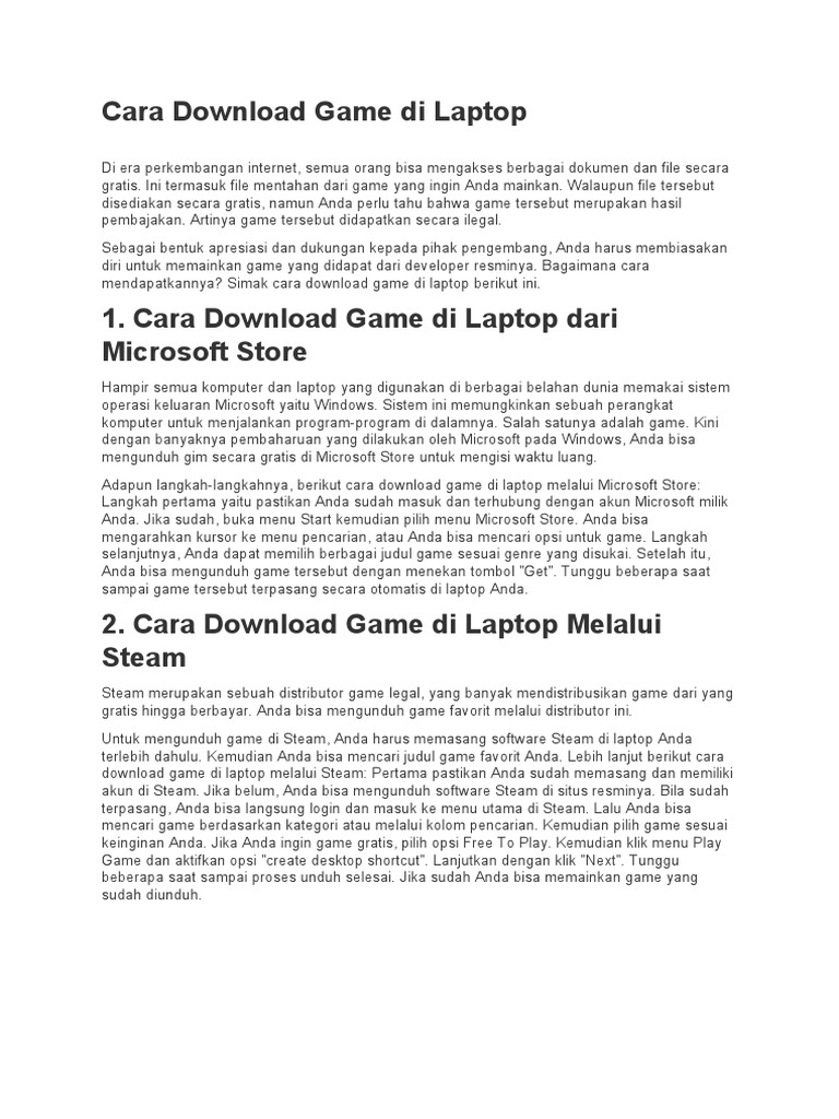Cara Download Game Di Laptop | PDF
