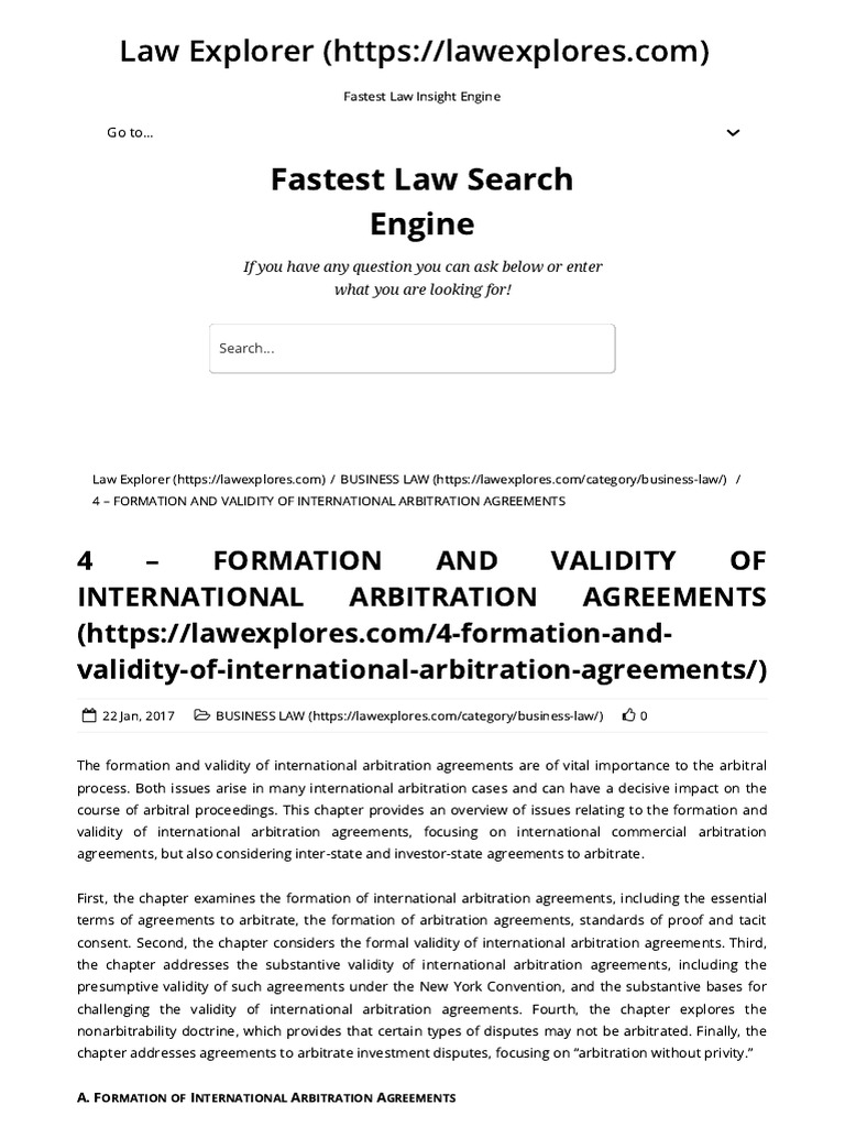 4 Formation And Validity Of International Arbitration Agreements