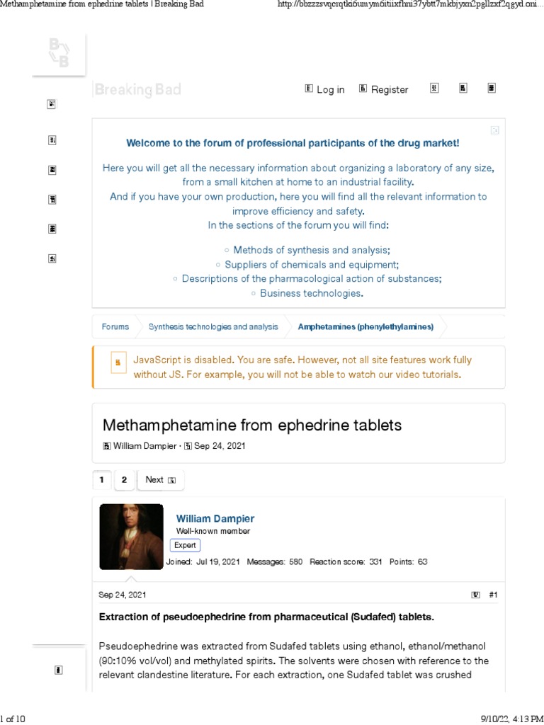 Methamphetamine From Ephedrine Tablets - Breaking Bad | PDF | Iodine ...