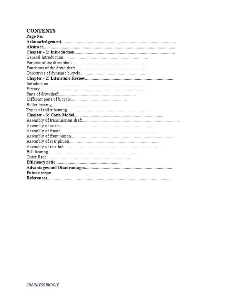 Chainless Bicycle Project Report | PDF | Bearing (Mechanical) | Gear