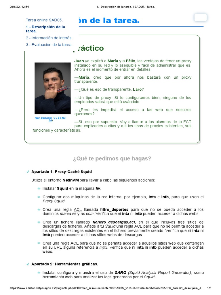 Descripción de La Tarea. - SAD05. - Tarea | PDF | Servidor proxy | Autenticación