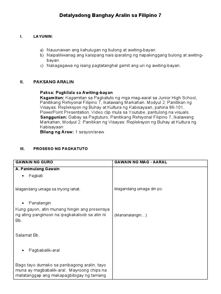 DLP Filipino 7 | PDF