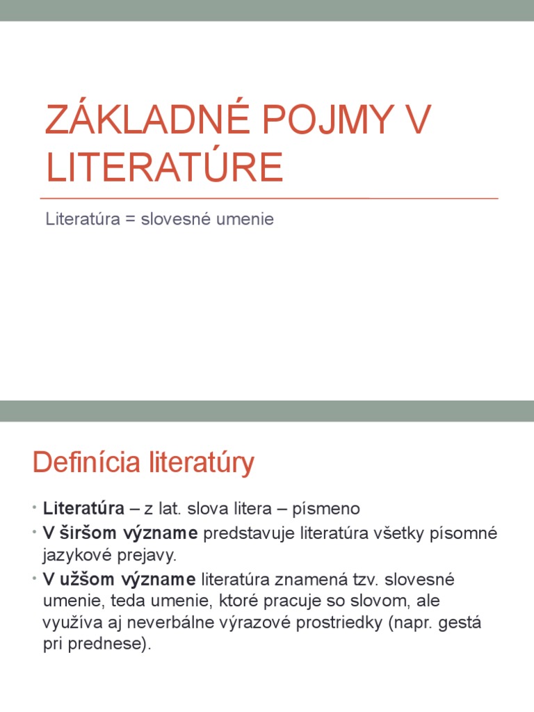 Základné Pojmy Literatúry | PDF