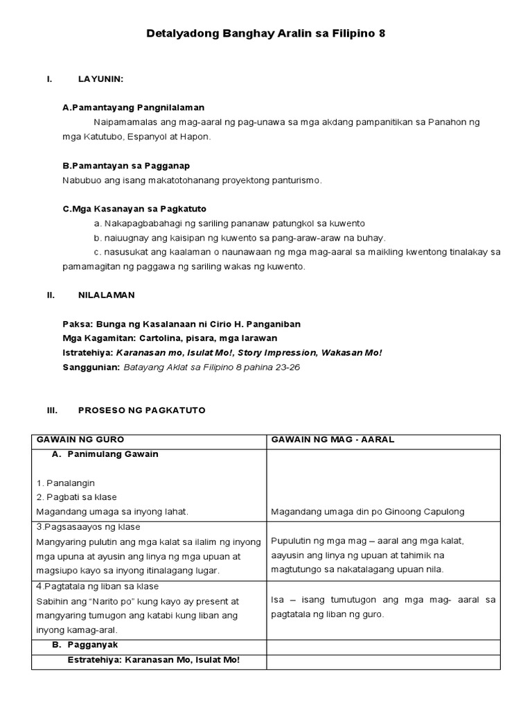 Detalyadong Banghay Aralin | PDF