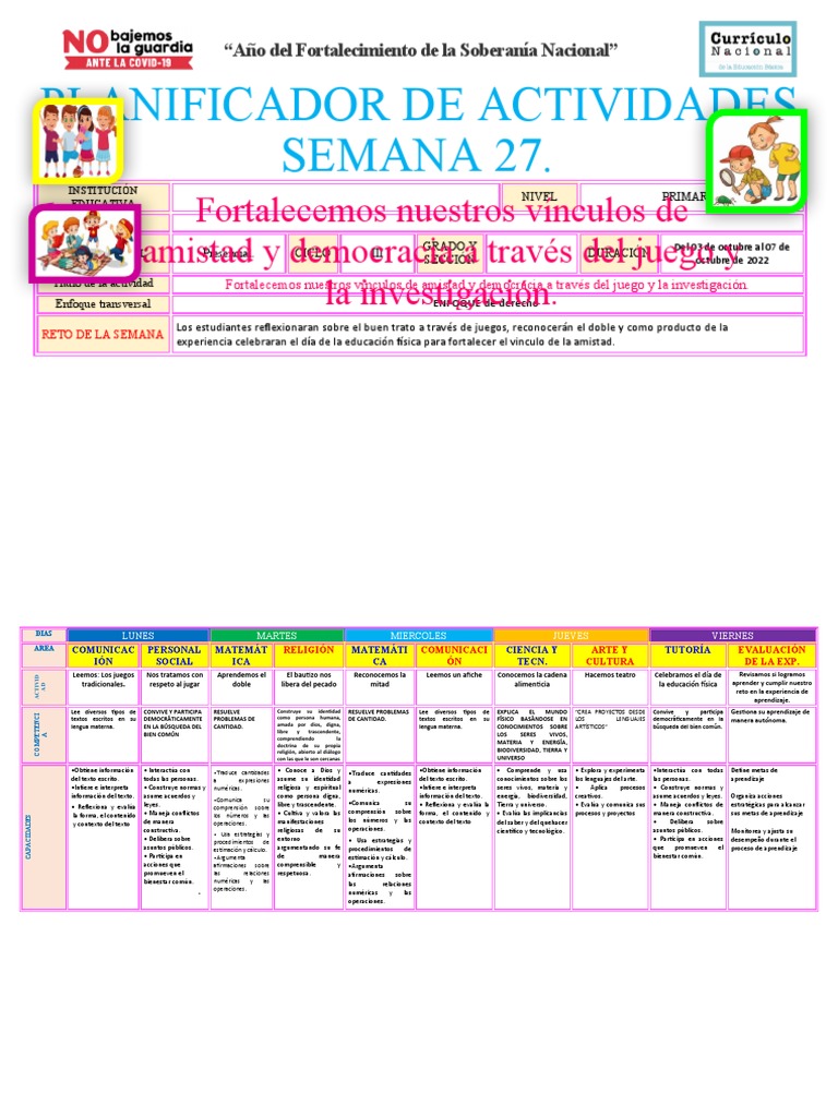 Planificador de Actividades | Descargar gratis PDF | Aprendizaje | Información