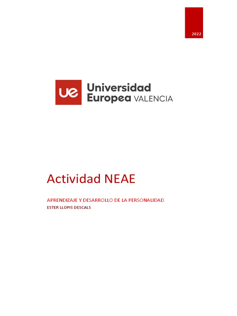 Actividad NEAE-Ester Llopis Descals | PDF | Sociedad | Evaluación