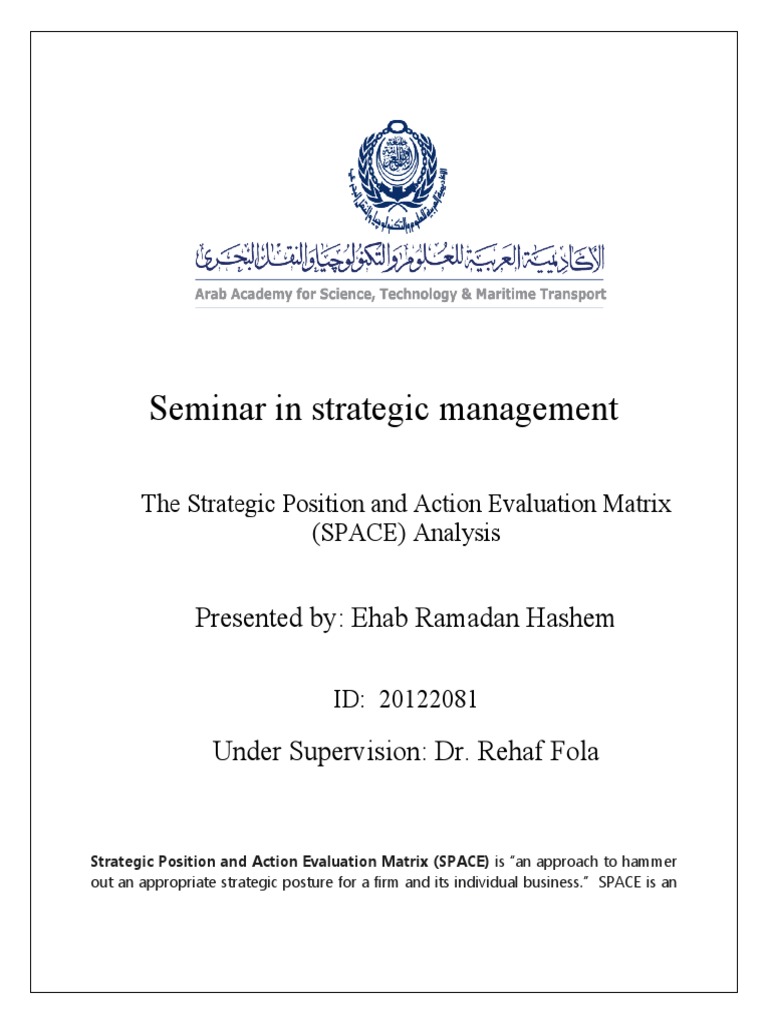 The Strategic Position and Action Evaluation Matrix | PDF | Strategic ...