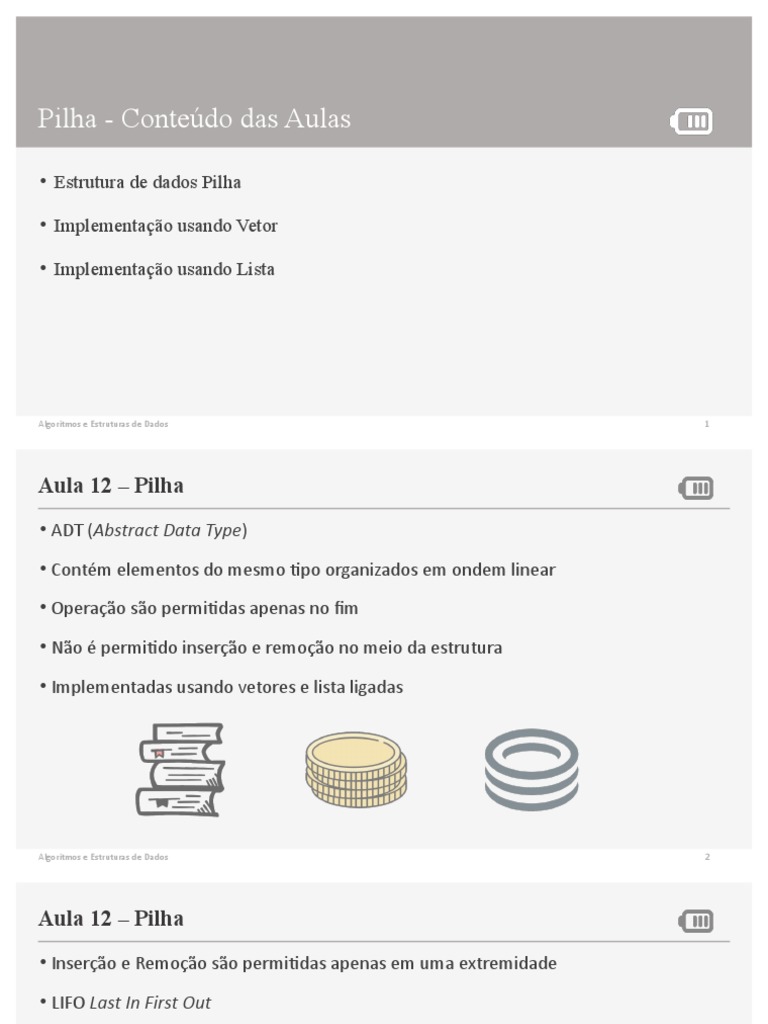 Aula 12 - Algoritmos e Estruturas de Dados - Pilha (Python) - V2 | PDF | Estrutura de dados ...