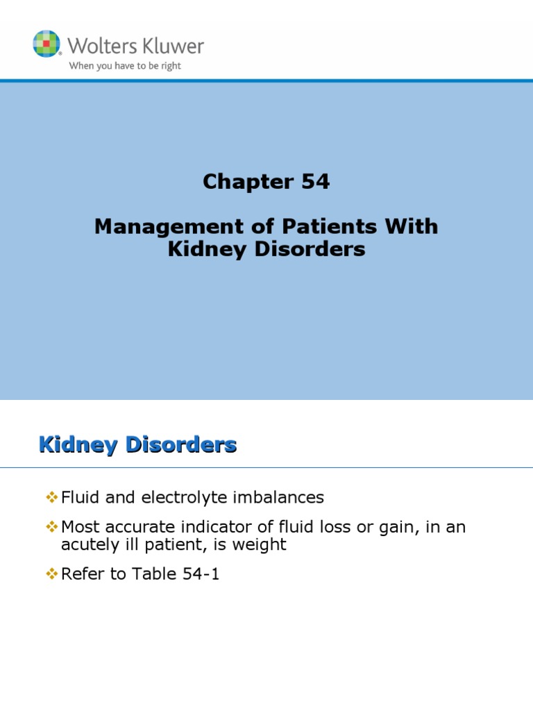 Chapter54 Management of Patients With Kidney Disorders | PDF | Transplant Rejection | Hemodialysis