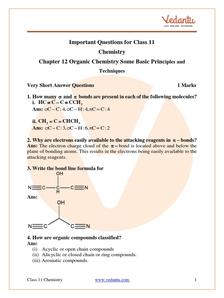 Important Questions For CBSE Class 11 Chemistry Chapter 12 | PDF ...