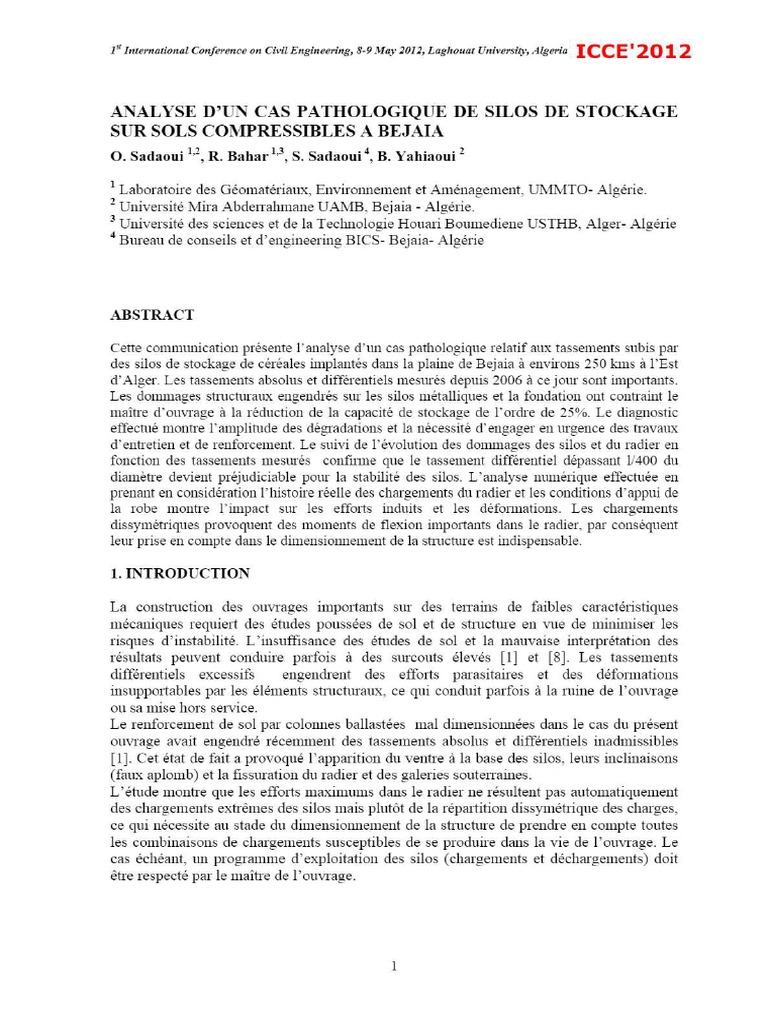 Silos Grain Analyse Cas Pathologique | PDF
