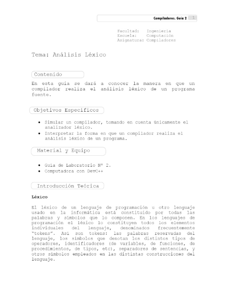Guia-2 Análisis Léxico | PDF