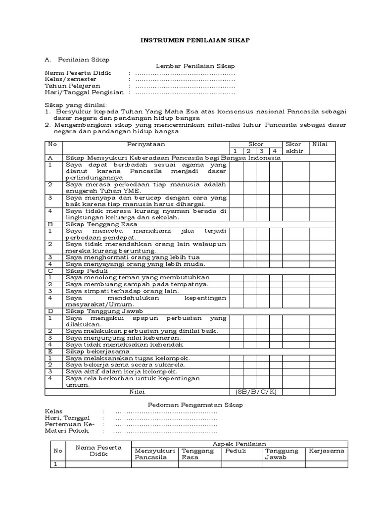 Instrumen Penilaian | PDF