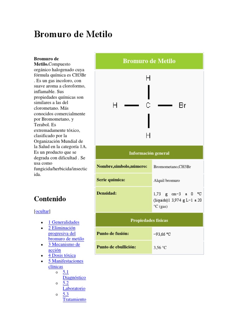 Bromuro de Metilo | PDF | Química | Especialidades Medicas