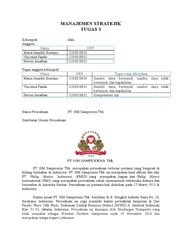 Manajemen Stratejik Pt Hm Sampoerna Tbk Pdf