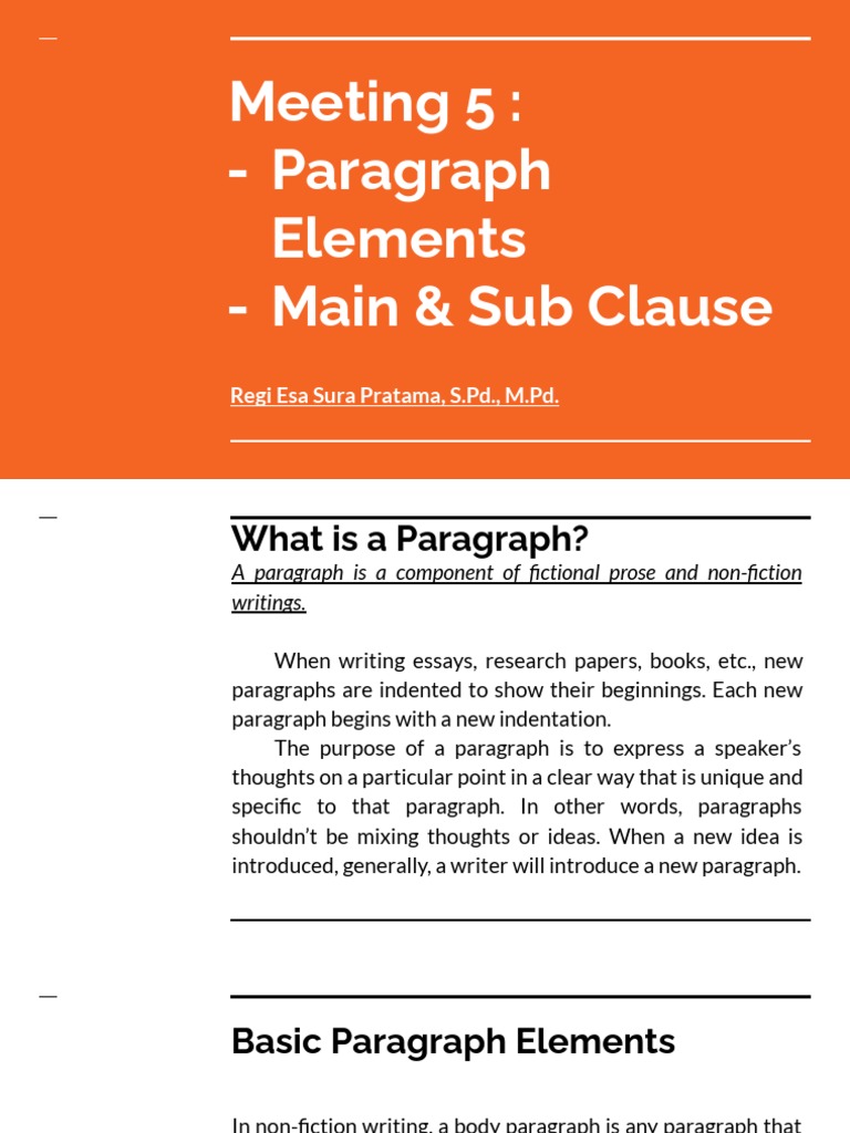Understanding Paragraphs and Clauses | PDF | Clause | Adverb