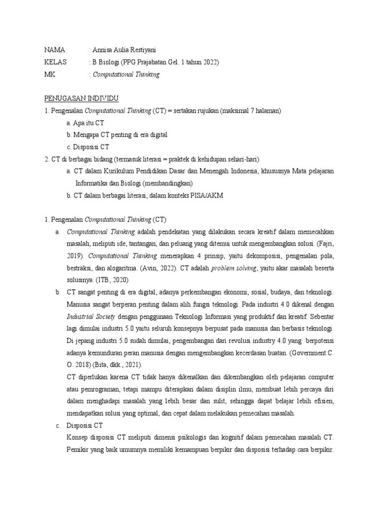 Annisa Aulia Restiyani Tugas CT 1 | PDF