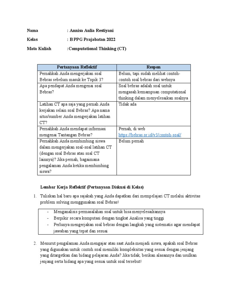 CT - Annisa Aulia Restiyani Lengkap | PDF