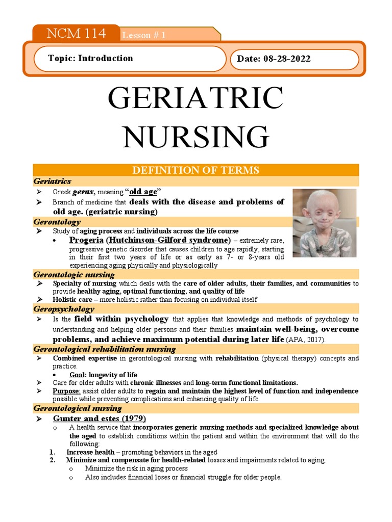 Geriatric Nursing Introduction A5 | PDF | Geriatrics | Gerontological ...