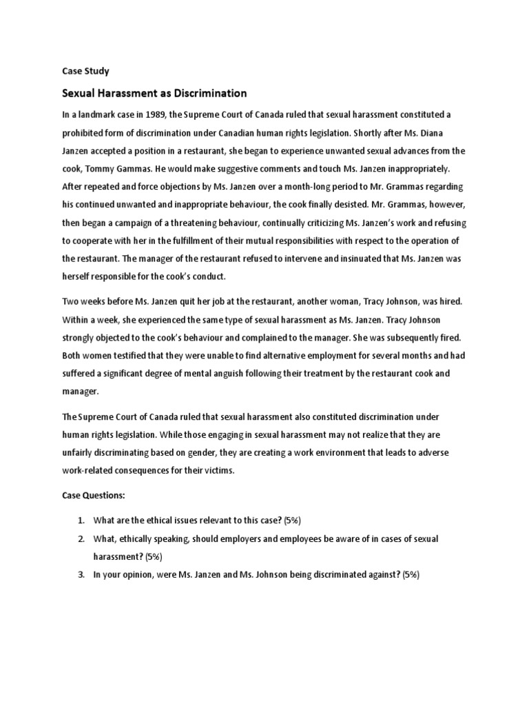 Case Study - Sexual Harassment as Discrimination | PDF