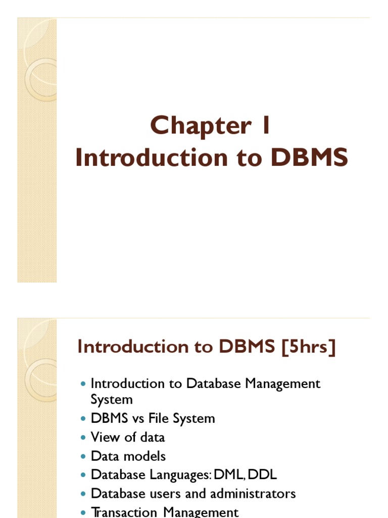 Chapter 1 Introduction To Dbms | PDF | Databases | Conceptual Model