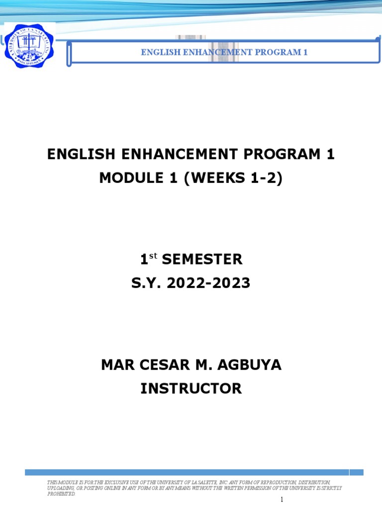Module 1 Eep 1 | PDF | Nonverbal Communication | International English ...